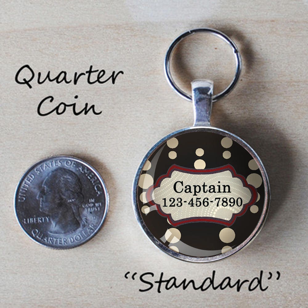 Red White and Black Patterned Pet Id Tag Colorful Round Dog Tag 35mm ...