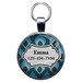 Pet Id Tag Blue Patterned Colorful Round Dog Tag 35mm Round - Etsy