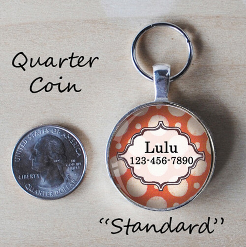 Pet Id Tag Orange Polka Dot Colorful Round Dog Tag 35mm Round by ...