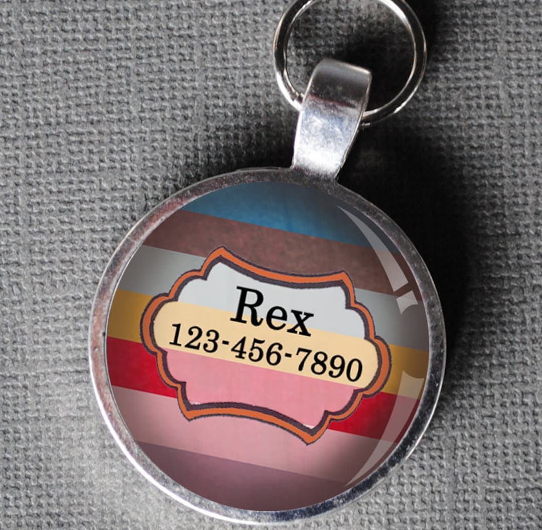 Pet Id Tag Multi Colored Striped Colorful Round Dog Tag 35mm Round - by ...