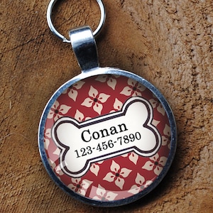 Red and White Pet Id Tag Colorful Round Dog Tag 35mm Round - by ...