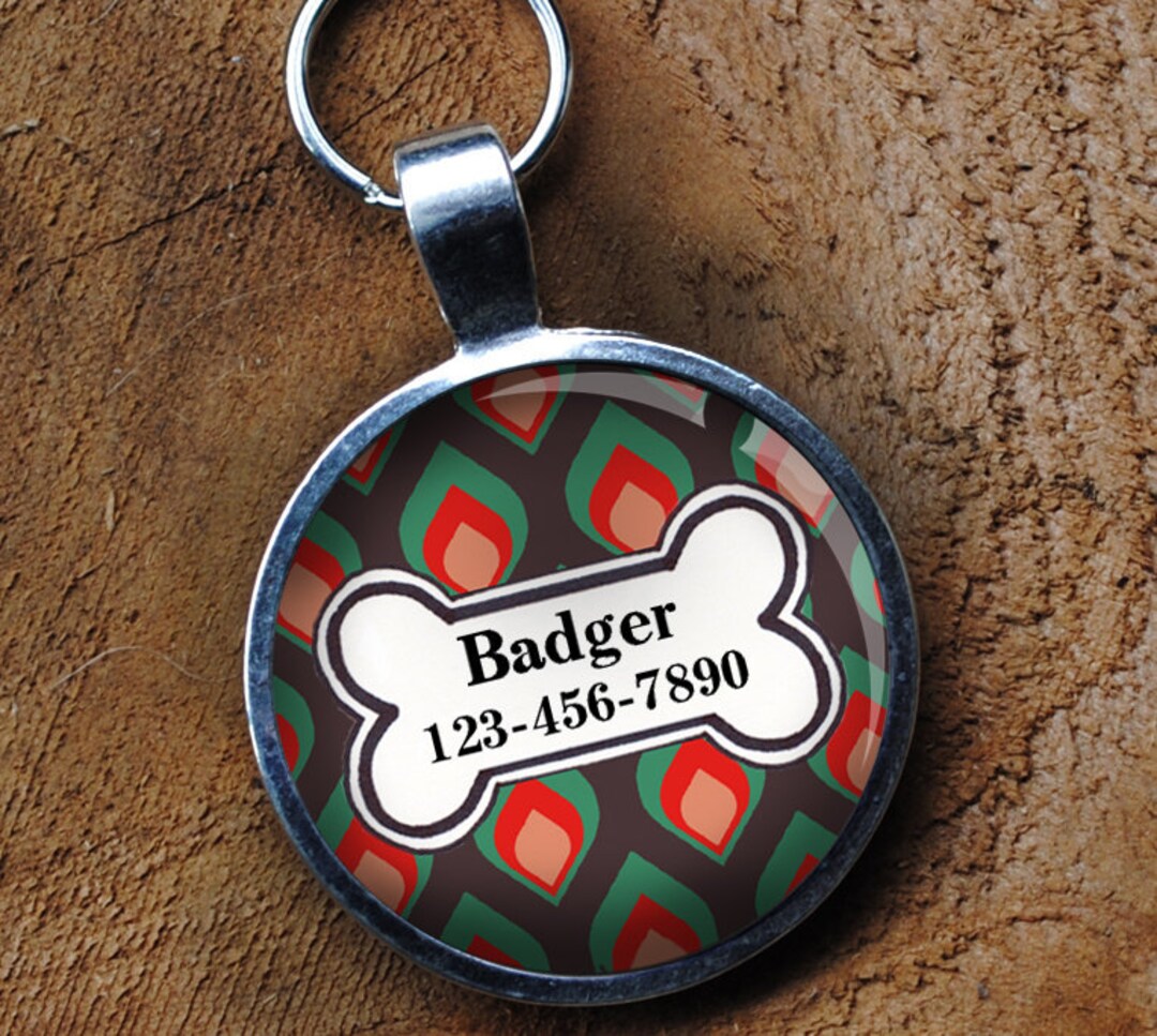 Pet Id Tag Green, Orange, and Brown Colorful Round Dog Tag by ...