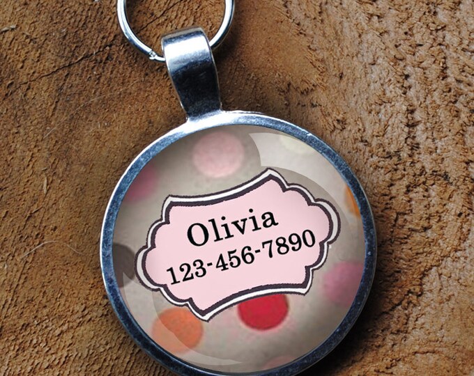 LARGE Polka Dotted Pet Id Tag Pastel Colorful Round Dog Tag - Etsy