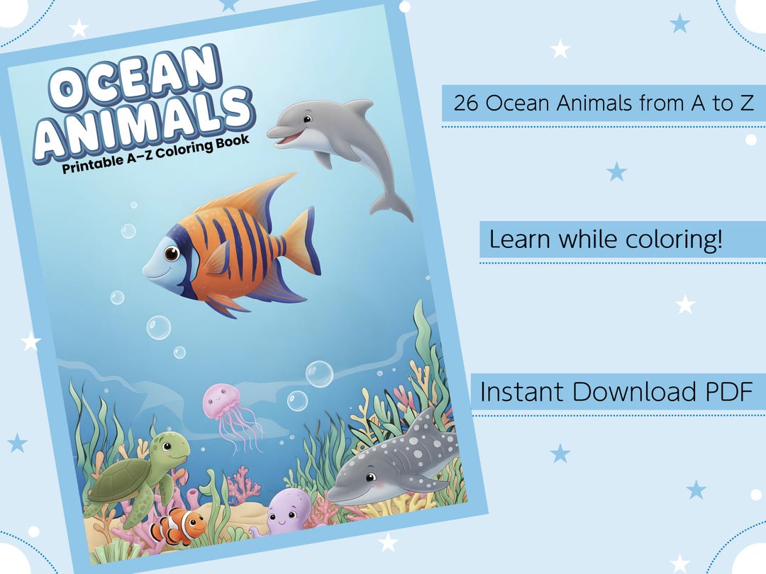 Ocean Animals From A to Z Printable Coloring Book | ABC Coloring Pages ...