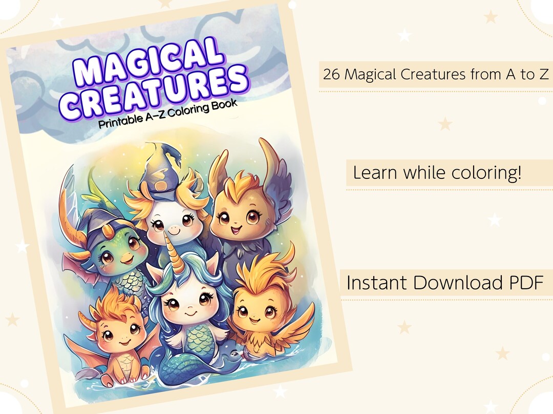 Magical Creatures From A to Z Printable Coloring Book | ABC Coloring ...