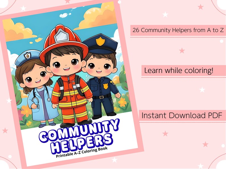 Community Helpers From A to Z Printable Coloring Book | ABC Coloring ...