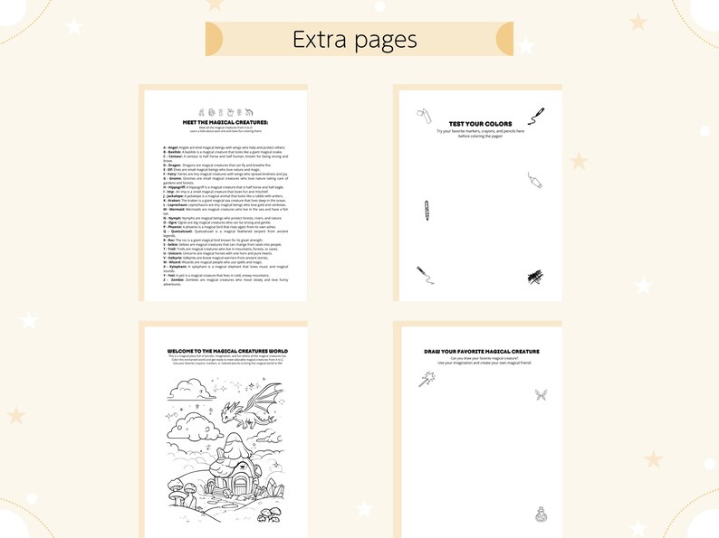 Magical Creatures From A to Z Printable Coloring Book | ABC Coloring ...