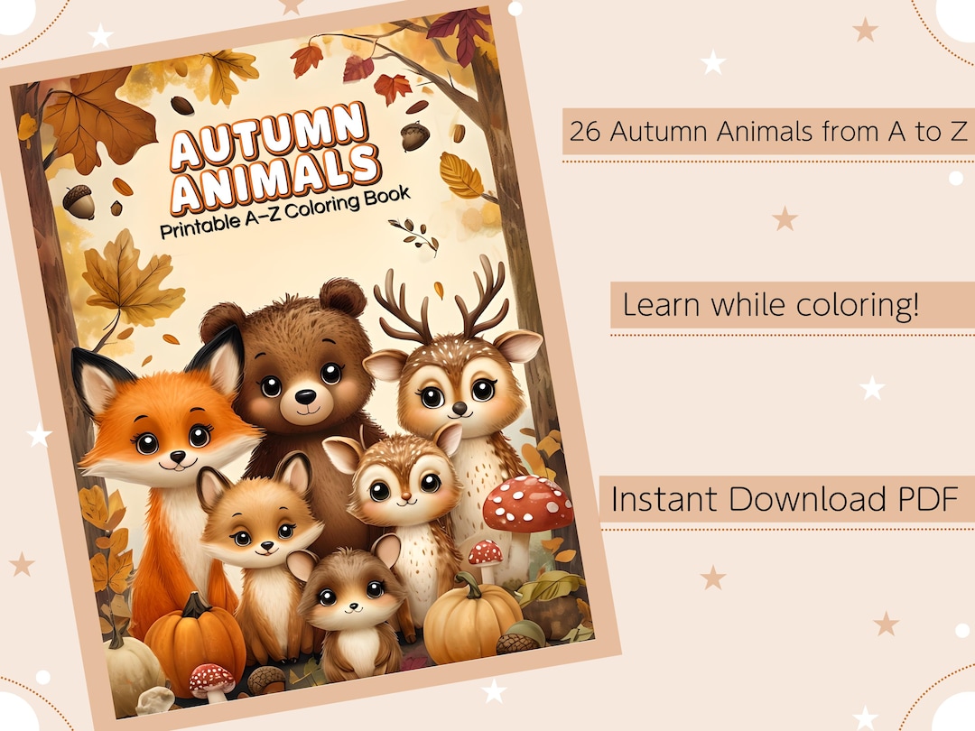 Autumn Animals From A to Z Printable Coloring Book | ABC Coloring Pages ...