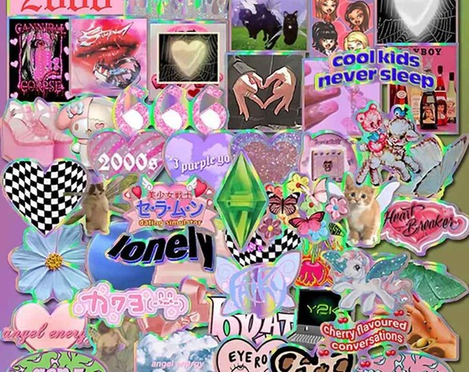 50pcs Y2K Art Vsco Cartoon Stickers Bundle Pack Cute Aesthetic Trendy ...