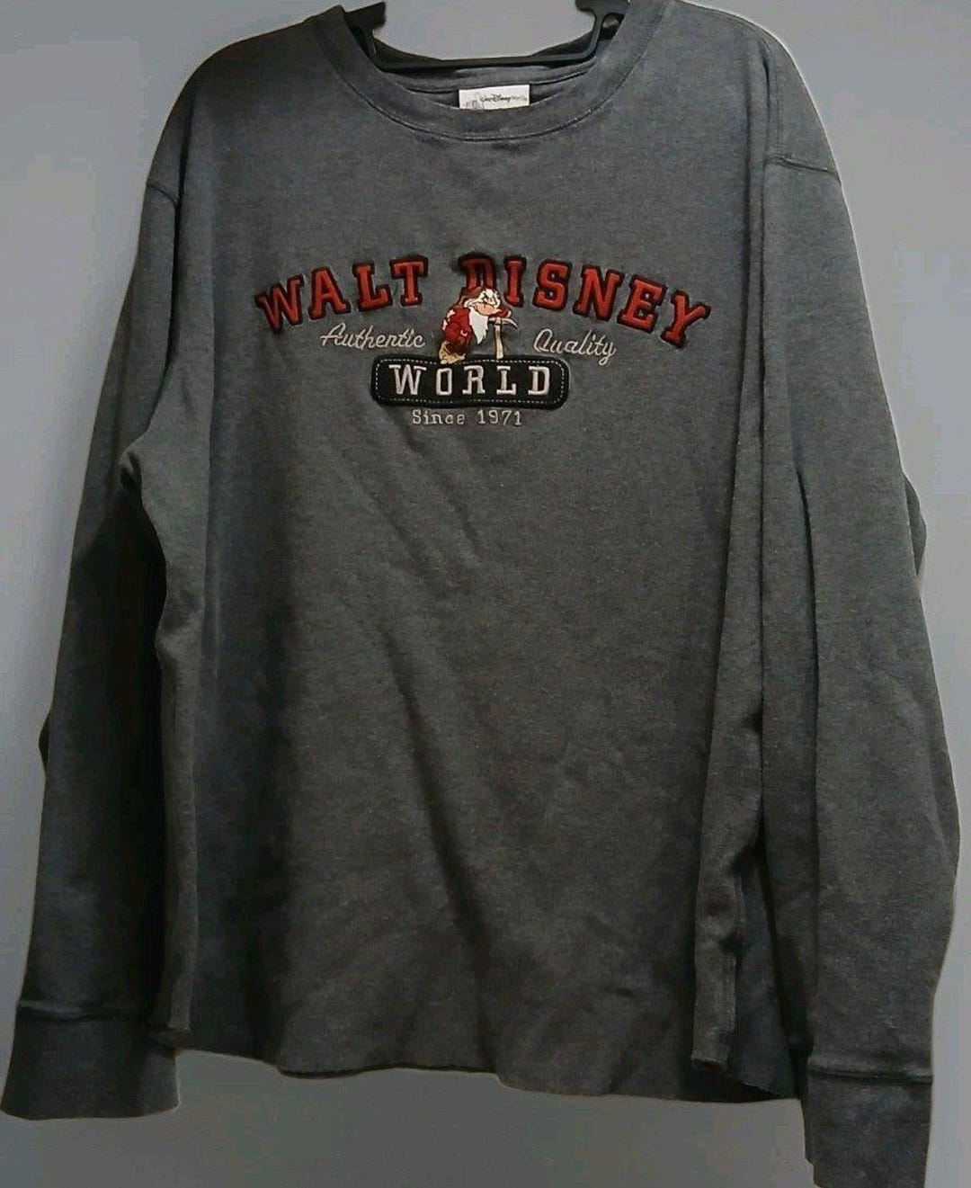Vintage Disney World Grumpy Seven Dwarfs XL Gray Embroidered Long ...