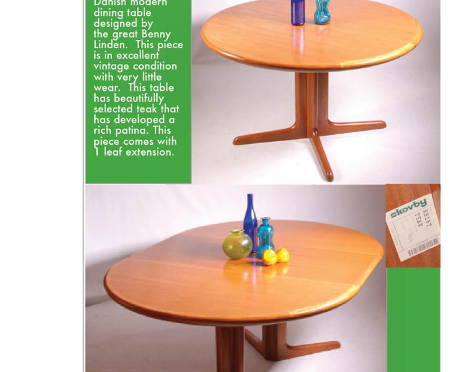 Round Danish Modern Dining Table in Teak by Benny Linden - Etsy