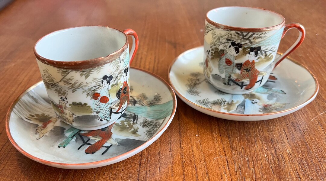 Antique Pair of Japanese Porcelain Cup and Saucer, KUTANI - Etsy
