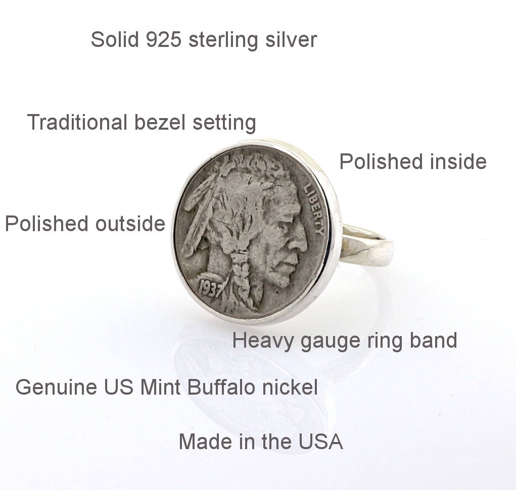 Buffalo Nickel Ring--indian Head Ring--coin Ring--vintage Ring--vintage ...