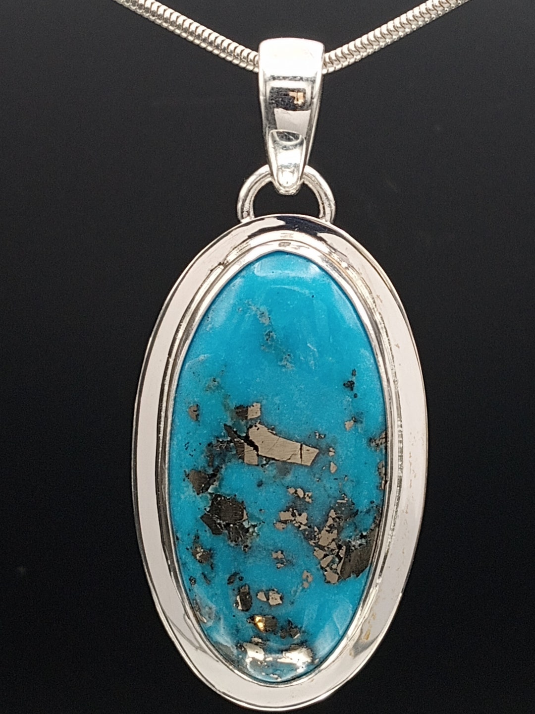 Turquoise With Pyrite Pendant Sterling Silver Nacozari Morenci 2 ...