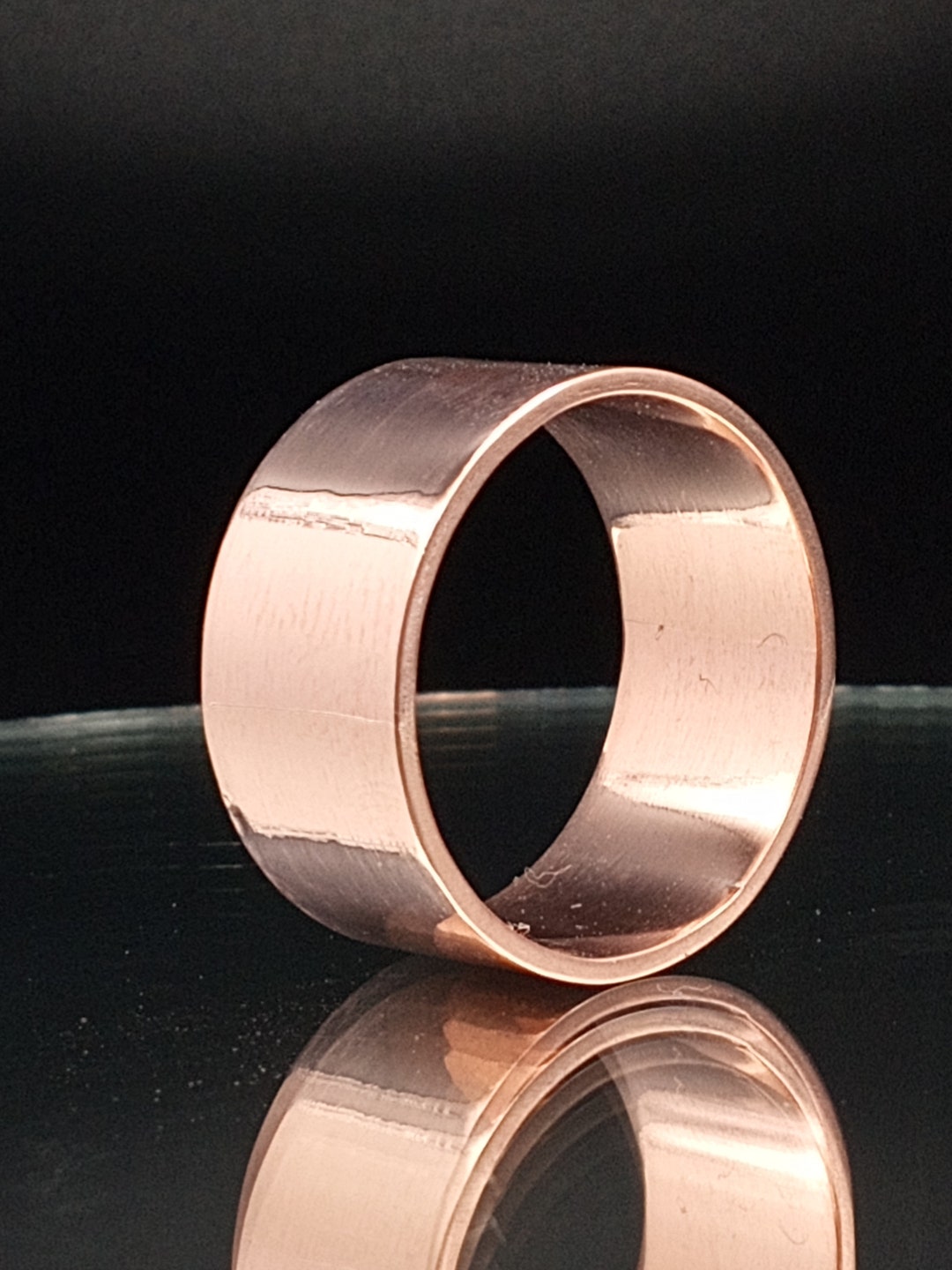 Copper Cigar Ring Band 10mm Wide Handmade Bold Statement Unique Wedding ...