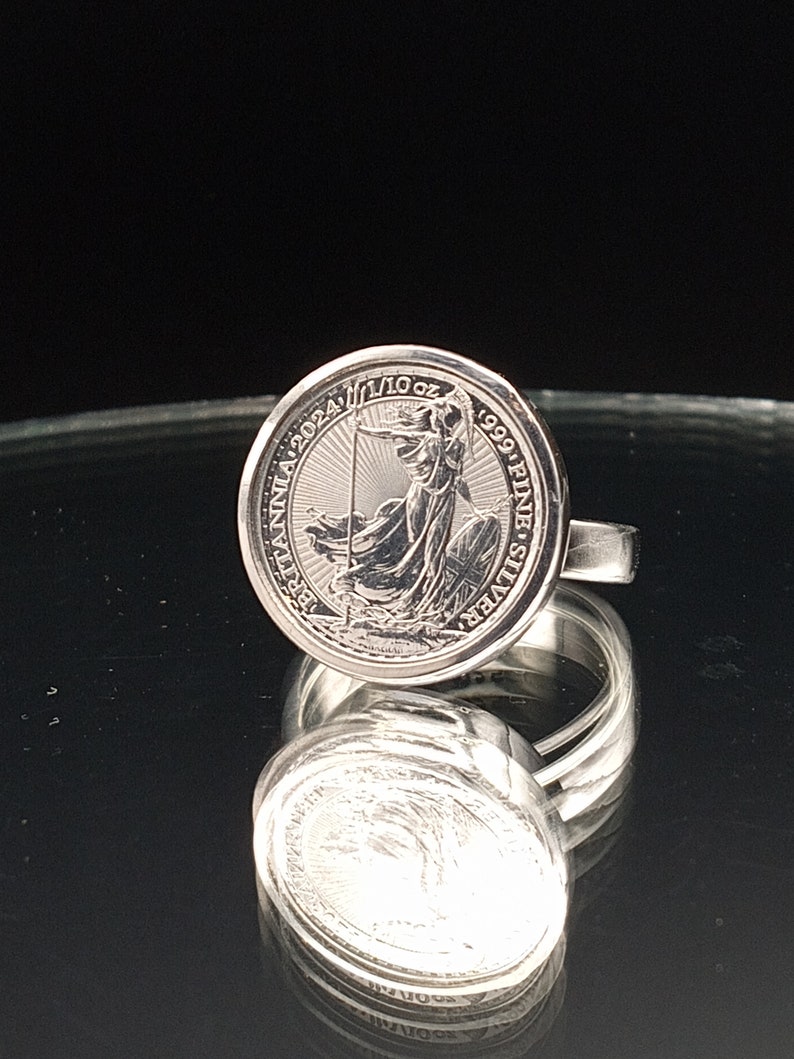 Britannia Silver Coin Ring, Sterling Silver Band, Handmade - Etsy