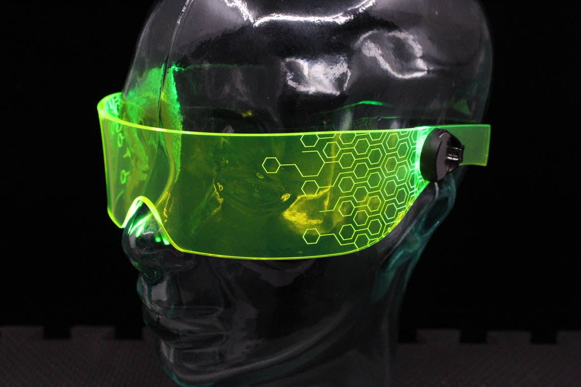The Original Illuminated Cyberpunk Cyber Goth Visor Deus Hex Green - Etsy