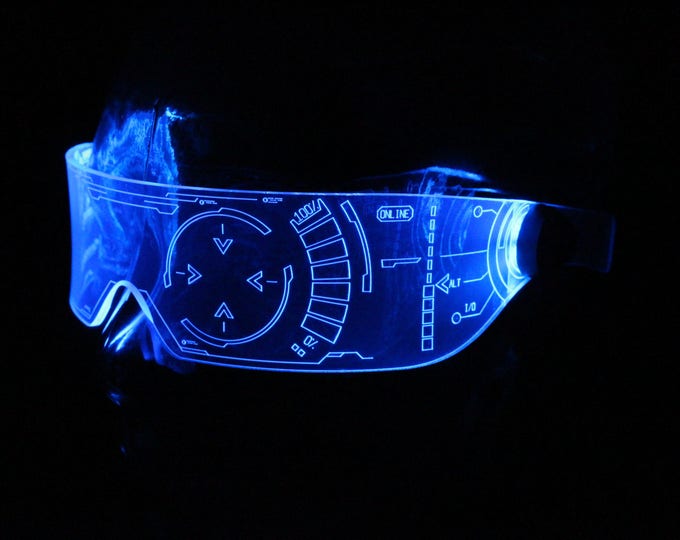 The Original Illuminated Cyberpunk Cyber Goth Visor Iron Man J.A.R.V.I ...