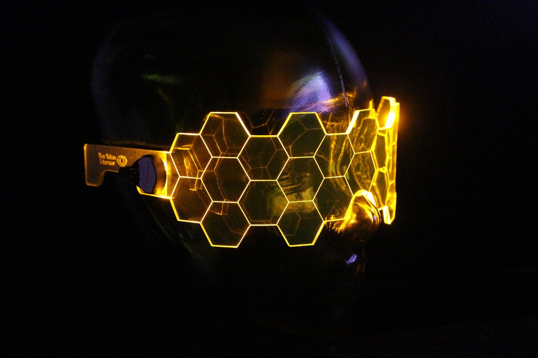 Hive Shield Amber the Original Illuminated Cyberpunk Cyber Goth Visor ...