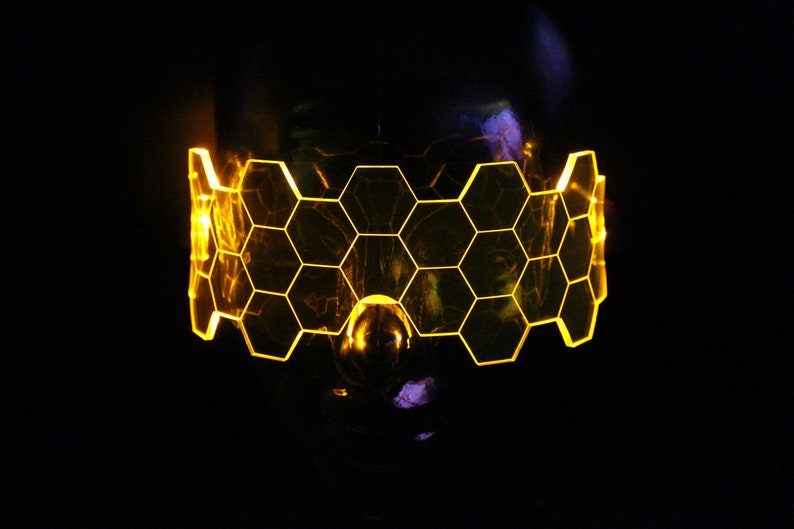 Hive Shield Amber the Original Illuminated Cyberpunk Cyber Goth Visor ...