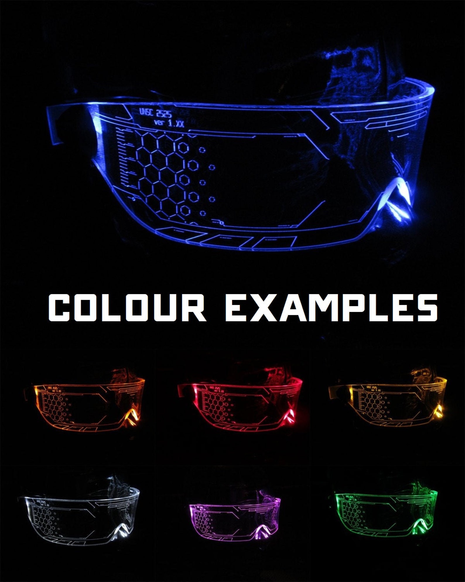 Cyber Hero Visor Clear **choose Your LED Colour** the Original ...