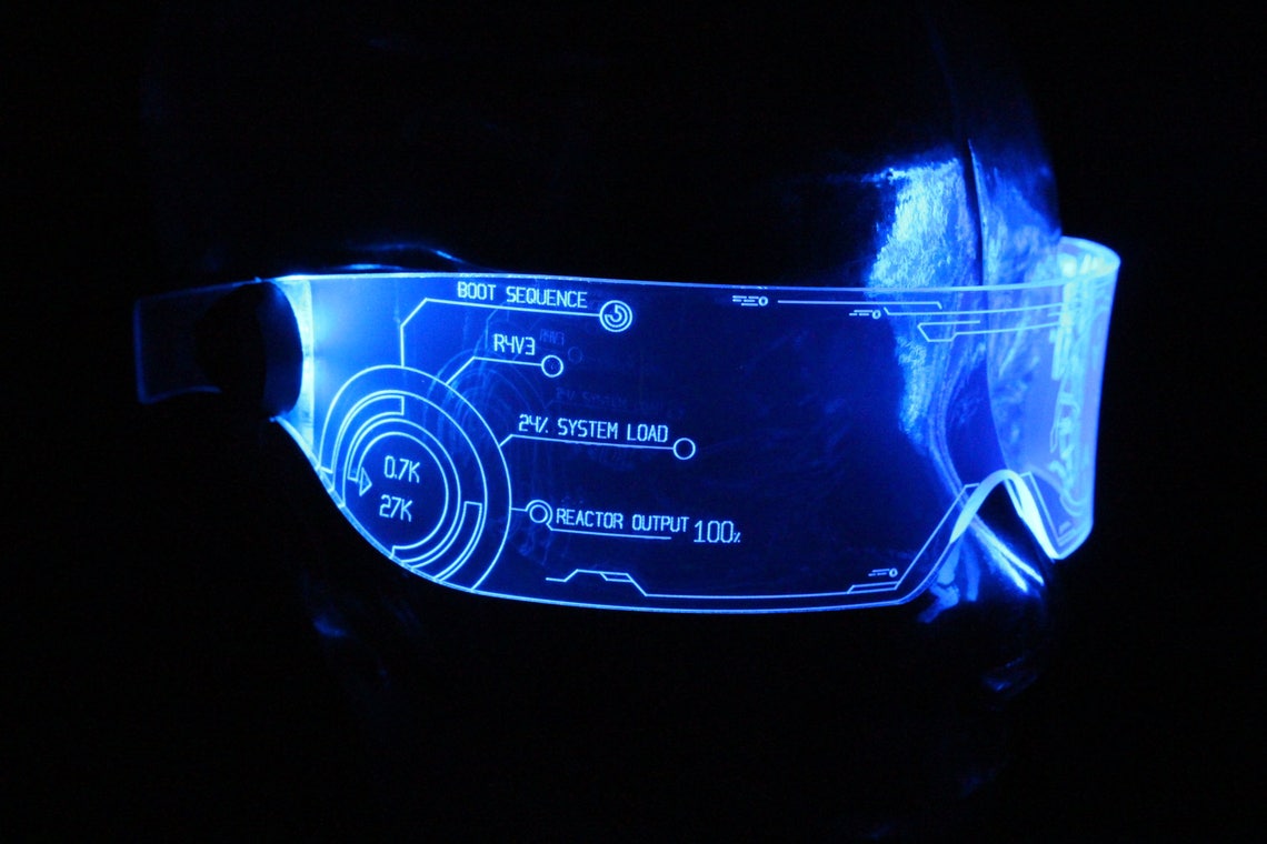The Original Illuminated Cyberpunk Cyber Goth Visor Iron Man J.A.R.V.I ...