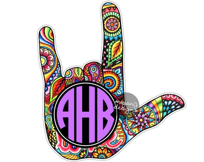 I Love You Sign Language Hand Sticker Decal Multicolor Car - Etsy