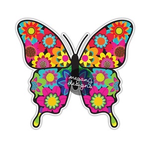 Floral Butterfly Sticker - Colorful Flowers Car Decal Vinyl Waterproof ...