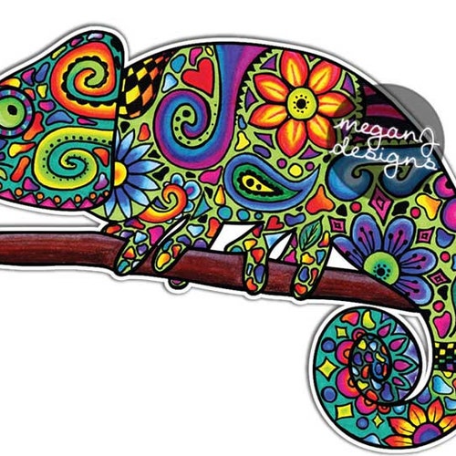 Chameleon Car Sticker Colorful Design Bumper Sticker Laptop - Etsy