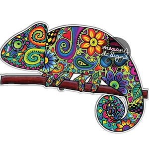 Chameleon Car Sticker Colorful Design Bumper Sticker Laptop Decal ...