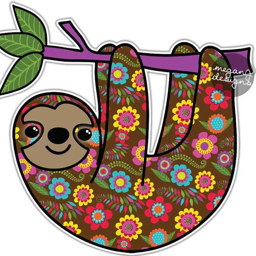 Watercolor Sloth Sticker Cute Sloth Vinyl Decal Sloth | Etsy
