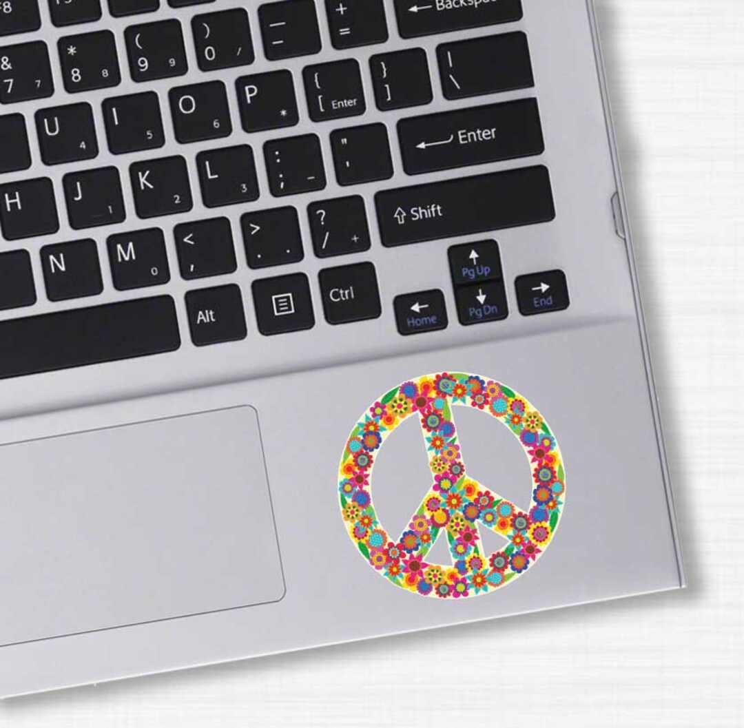 Small Floral Peace Sign Sticker Colorful Flower Laptop Decal Peace ...