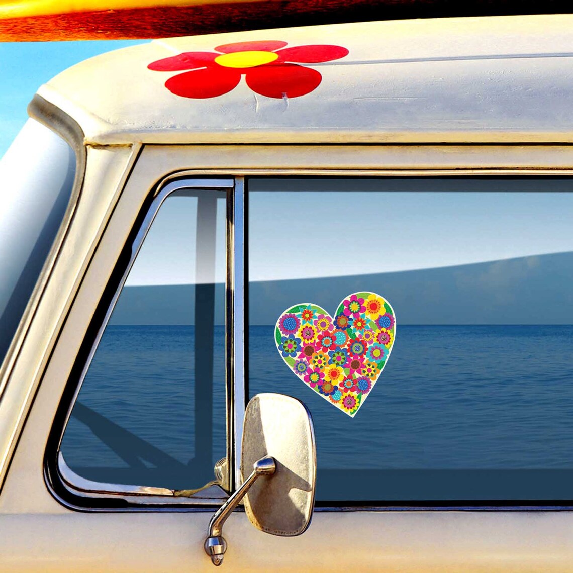 Flower Heart Sticker Colorful Floral Car Decal Laptop Decal - Etsy