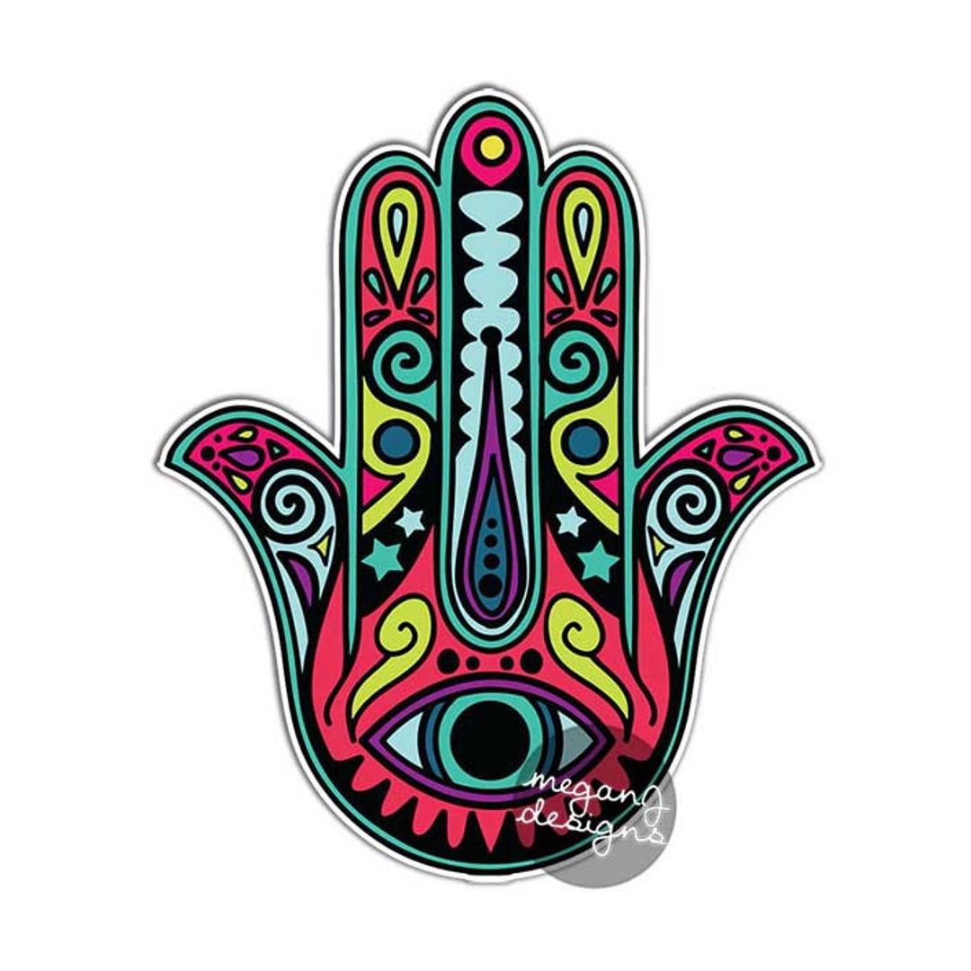 Teal Hamsa Hand Sticker Colorful Car Decal Laptop Decal Religious ...