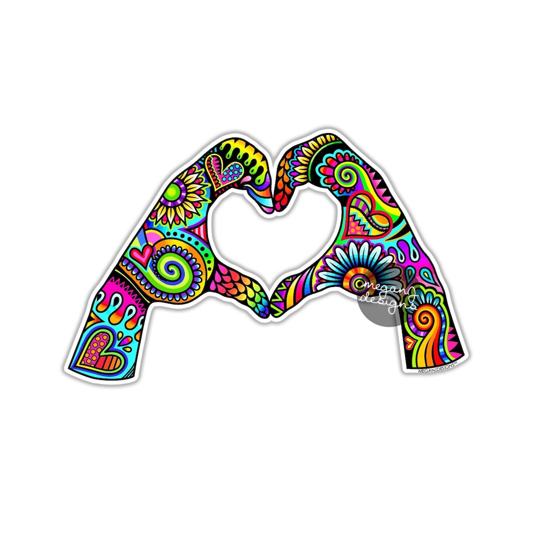 Heart Hands Sticker Colorful Love Heart Shaped Hands Sign - Etsy