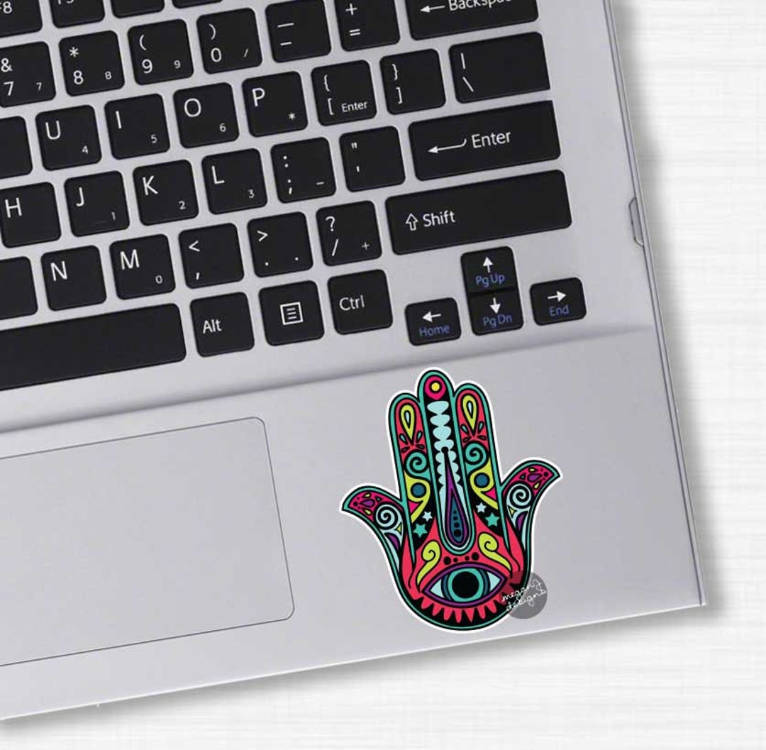Small Teal Hamsa Hand Sticker Colorful Laptop Decal Religious Amulet ...