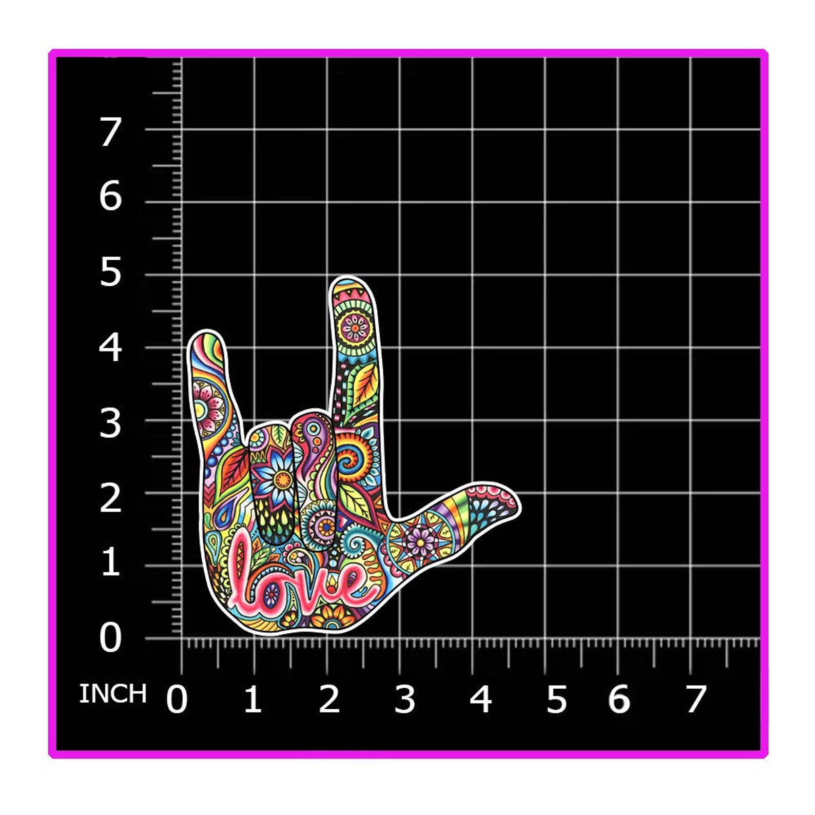 I Love You Sign Language Hand Sticker Decal Multicolor Car Decal Laptop ...