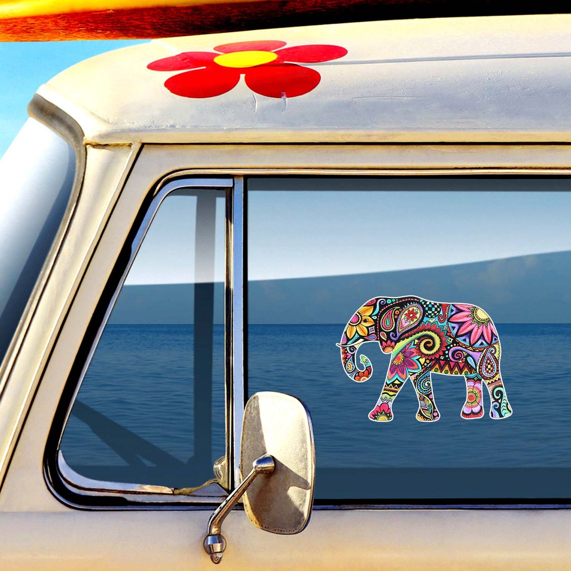 Elephant Car Decal Colorful Design Bumper Sticker Laptop Decal Pink ...