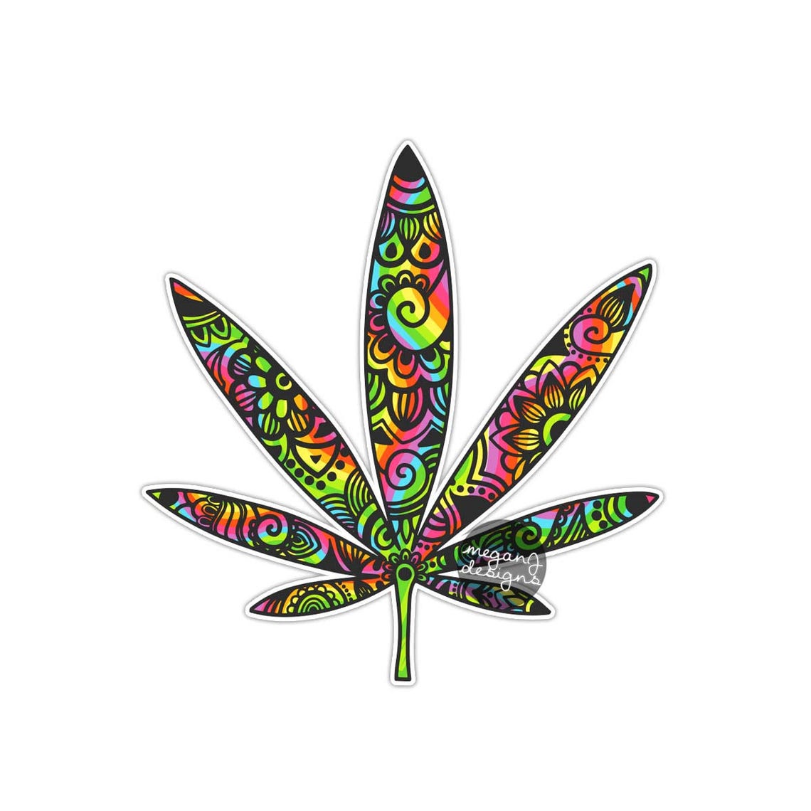 Marijuana Leaf Sticker Weed Decal Colorful Car Decal Laptop - Etsy