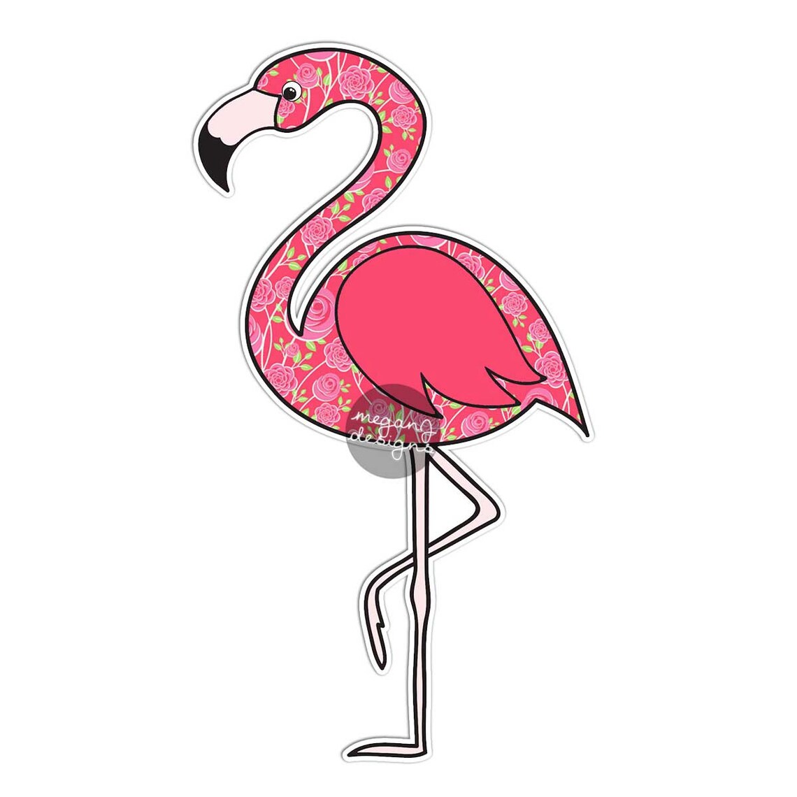 Pink Flamingo Car Decal Sticker Cute Floral Pink Bumper Sticker Laptop ...