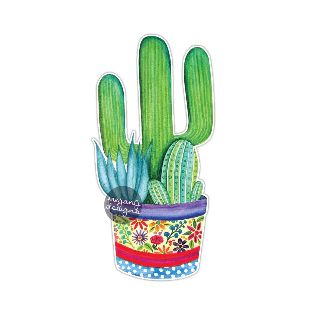 Cactus Succulent Sticker - Car Decal Laptop Decal Bumper Sticker Floral ...