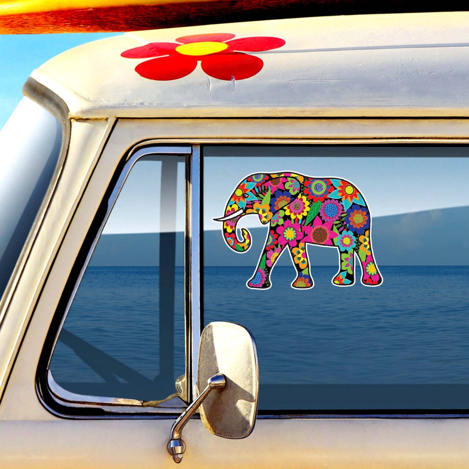 Elephant Car Decal Floral Colorful Bumper Sticker Laptop Decal - Etsy