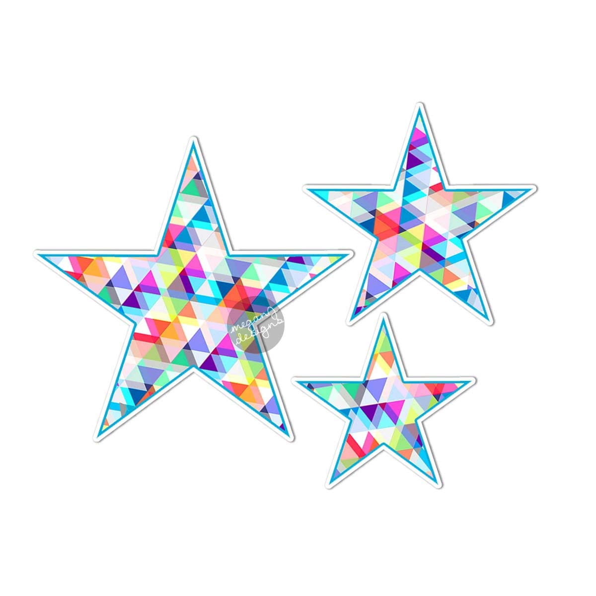 Set of 3 Star Car Decals - Colorful Vinyl Bumper Sticker Hippie Boho ...