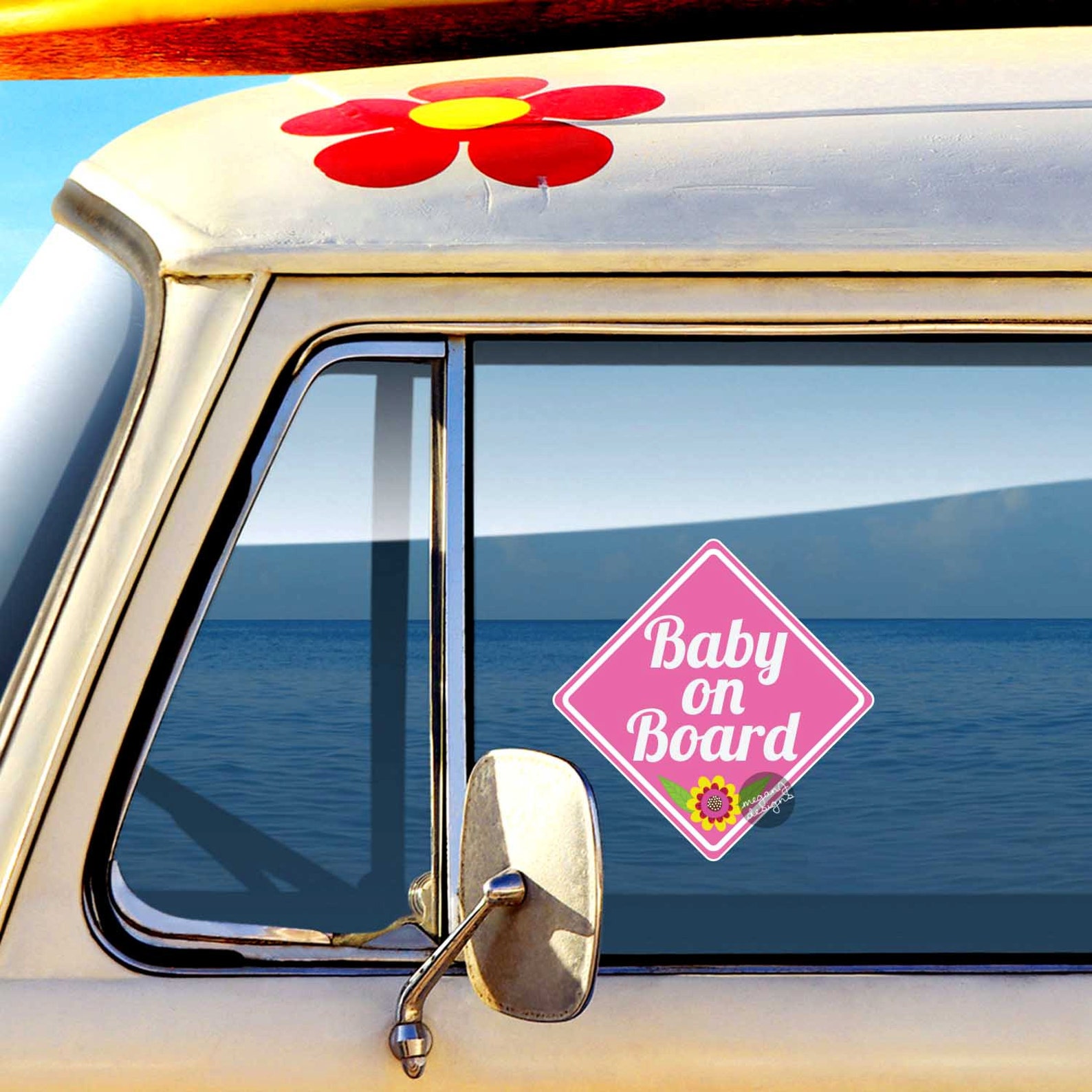 Baby On Board Car Sticker Pink Baby Girl Bumper Sticker Car | Etsy