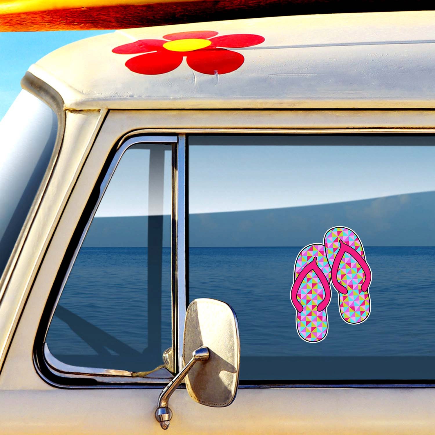 Geometric Flip Flops Car Decal - Colorful Triangle Pattern Flipflop ...