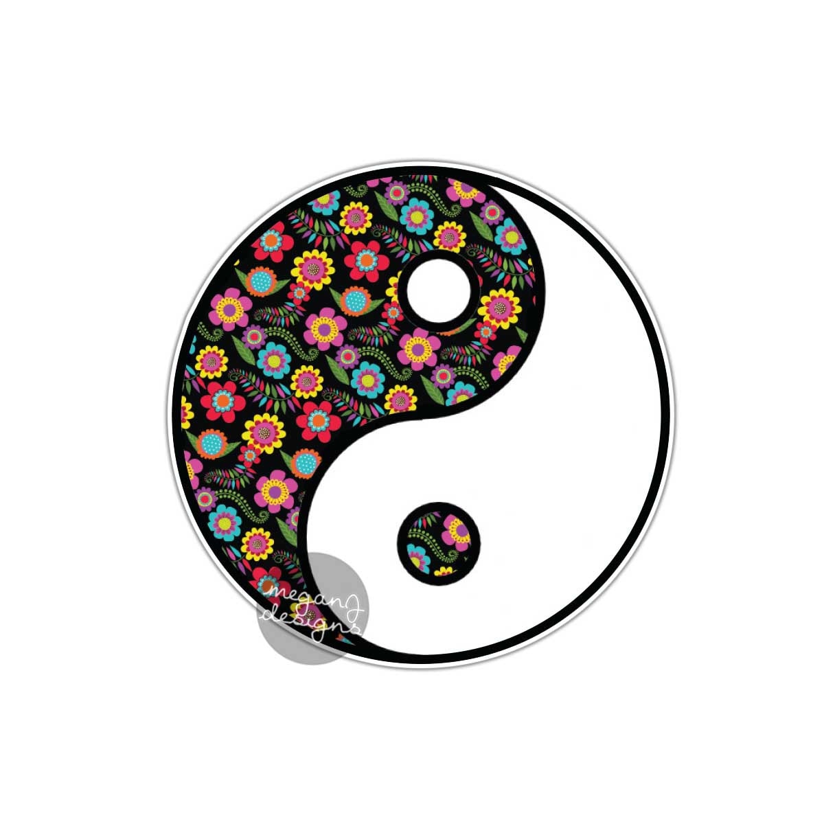 Floral Yin Yang Symbol Sticker Colorful Flower Car Decal | Etsy