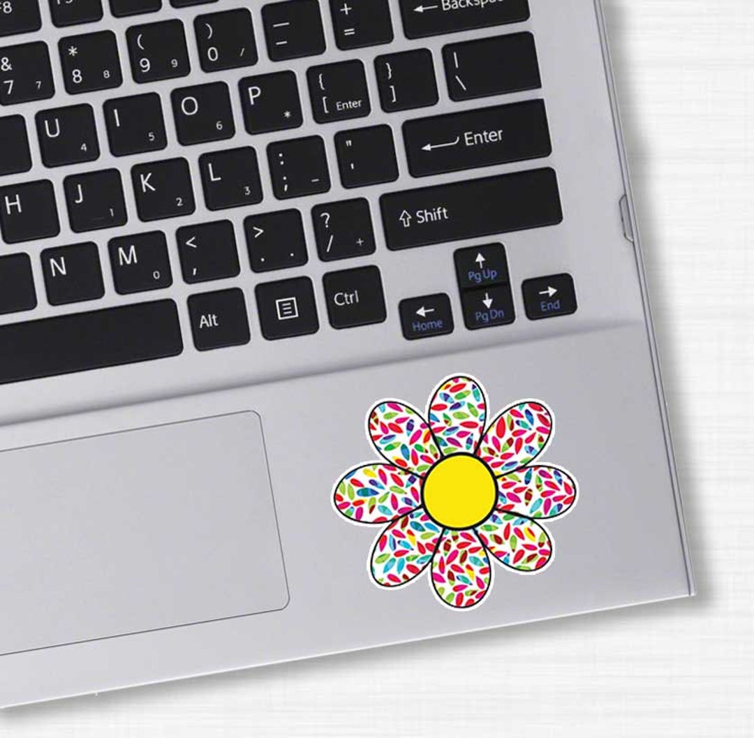 Small Daisy Flower Laptop Decal - Cute Colorful Floral Bumper Sticker ...