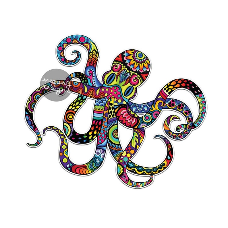 Octopus Sticker Colorful Design Bumper Sticker Laptop Decal - Etsy