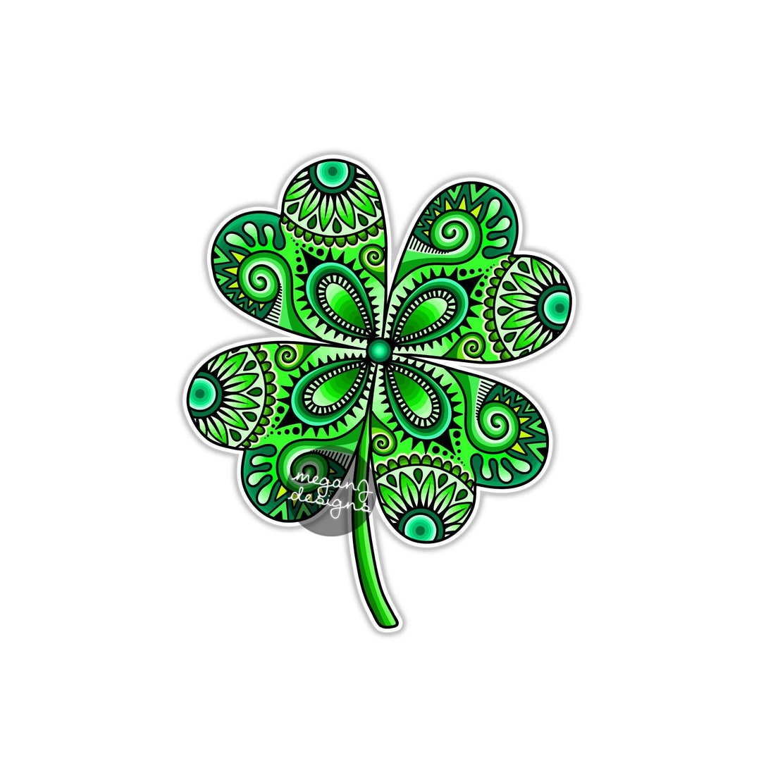 Four Leaf Clover Shamrock Sticker - Colorful Irish Car Decal Laptop ...