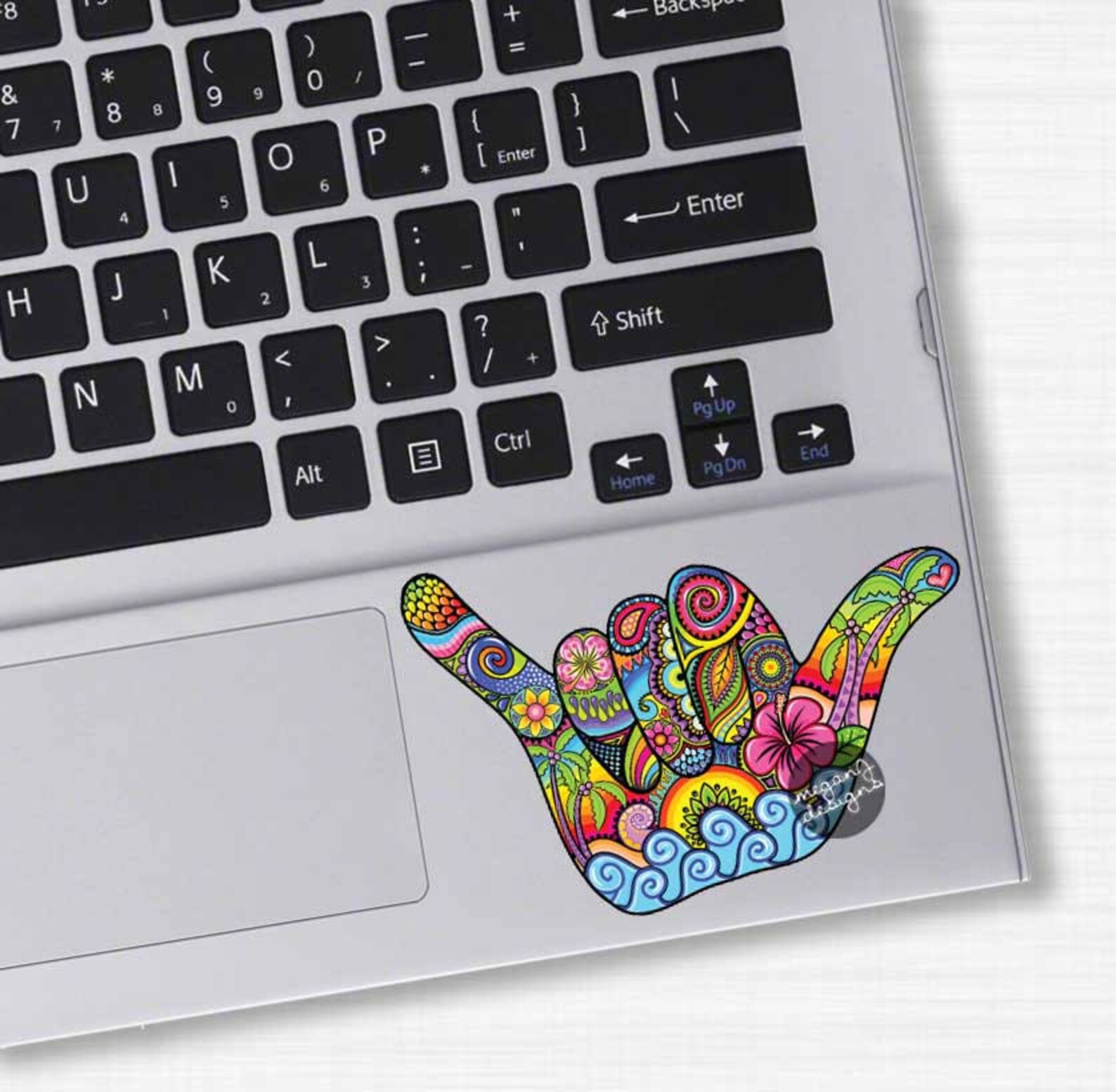 Small Shaka Sign Hang Loose Hand Sticker Hawaii Decal Colorful Yeti ...